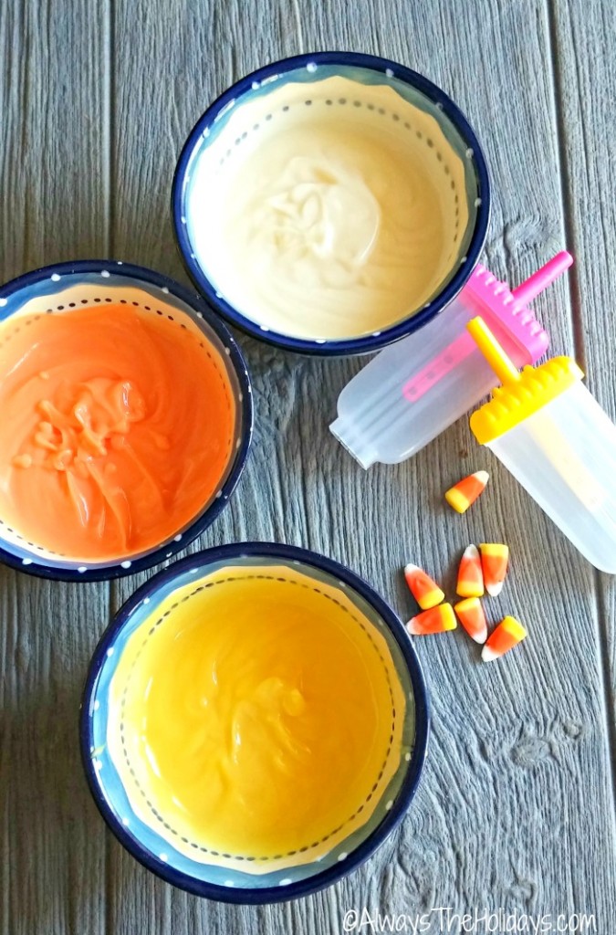 Candy Corn Pudding Pops - Colorful Popsicles That Look Like Candy Corn
