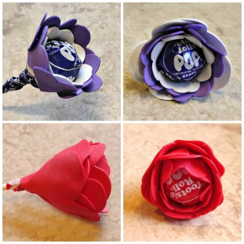 Tootsie Pop Flower Valentines - Valentine's Day Lollipop Flowers