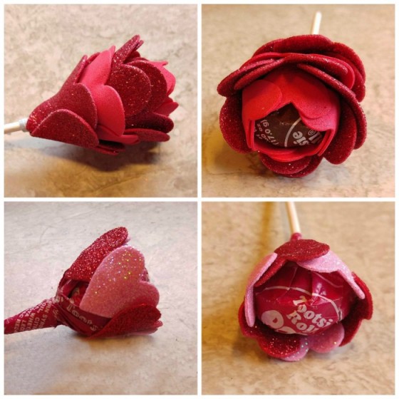 Tootsie Pop Flower Valentines - Valentine's Day Lollipop Flowers
