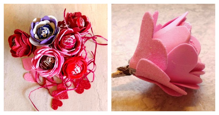 Tootsie Pop Flower Valentines - Valentine's Day Lollipop Flowers
