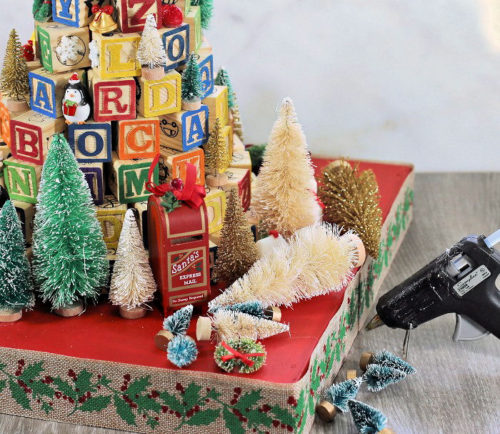 Alphabet Block Christmas Tree - How to Make a Wood Block Xmas Tree