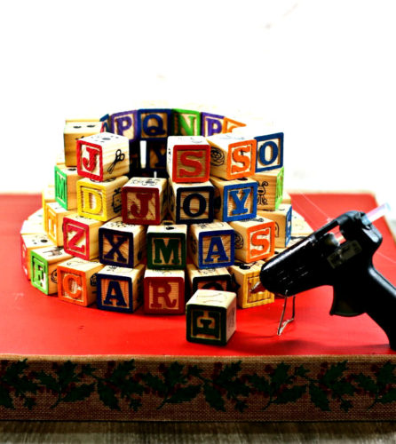 Alphabet Block Christmas Tree - How to Make a Wood Block Xmas Tree