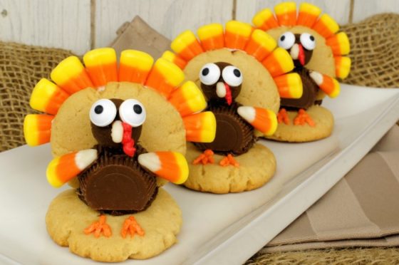 Cookie Turkeys for Thanksgiving - Cute Candy Corn Turkey Cookies