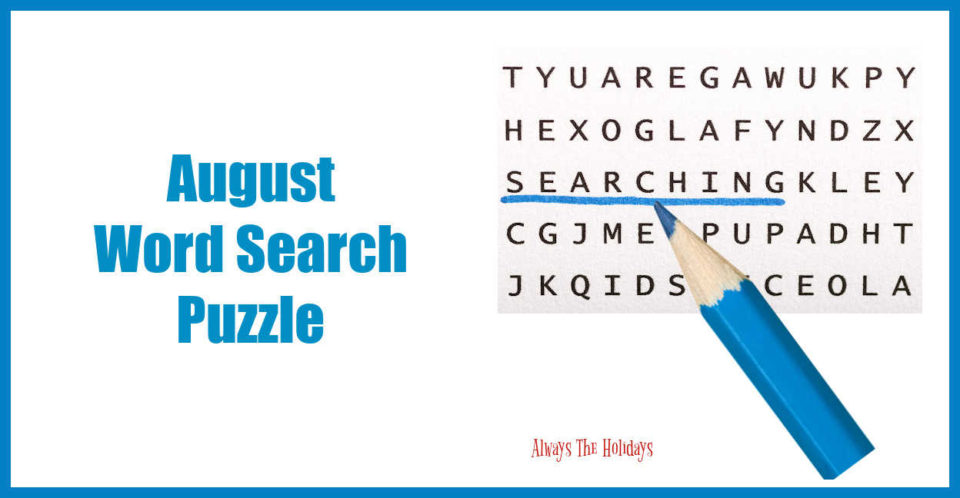 August Word Search Printable - National Days Word Find Puzzle