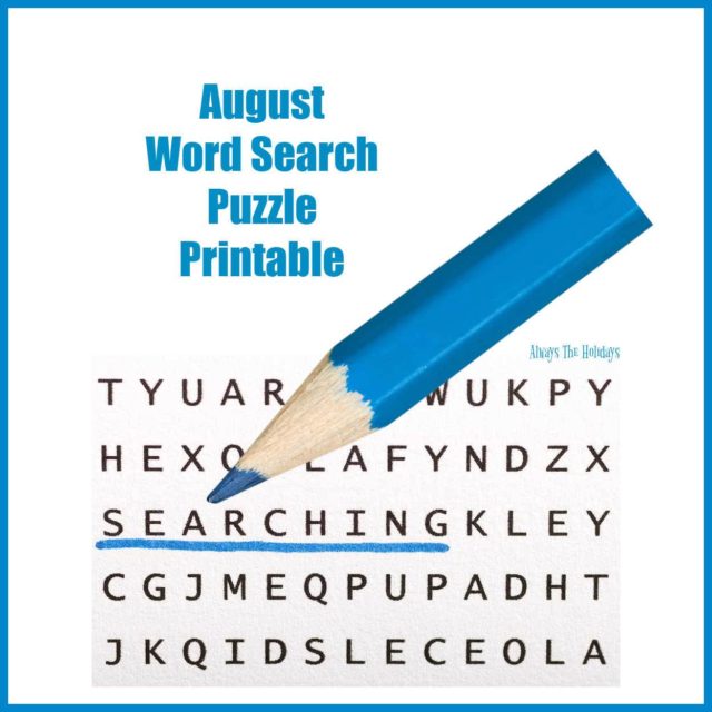 August Word Search Printable - National Days Word Find Puzzle