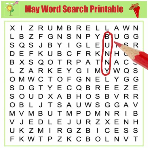 May Word Search Printable - National Days Word Find Puzzle
