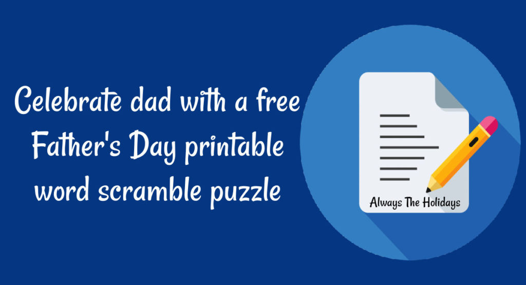 Father's Day Word Scramble Printable for Kids and Adults