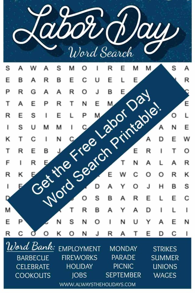 Labor Day Word Search Printable - Free Word Find & Answer Key