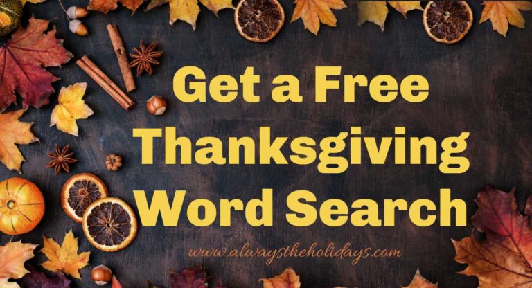 Free Thanksgiving Word Search Printable - With Answers Included