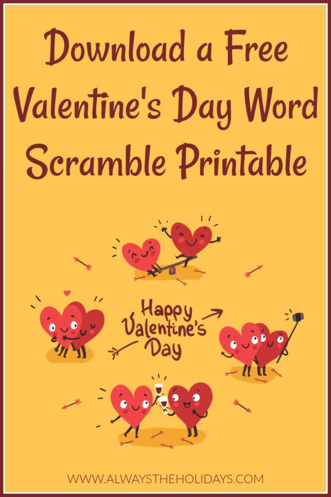 Valentine's Day Word Scramble with Answers - Valentine's Printable