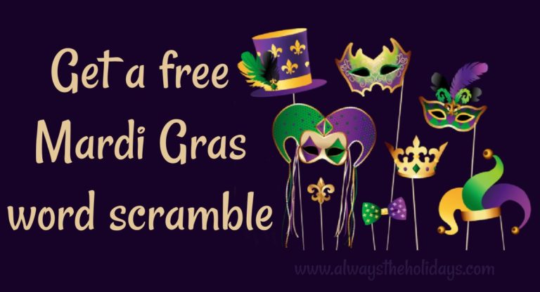 Mardi Gras Word Scramble with Answers - Mardi Gras Printable