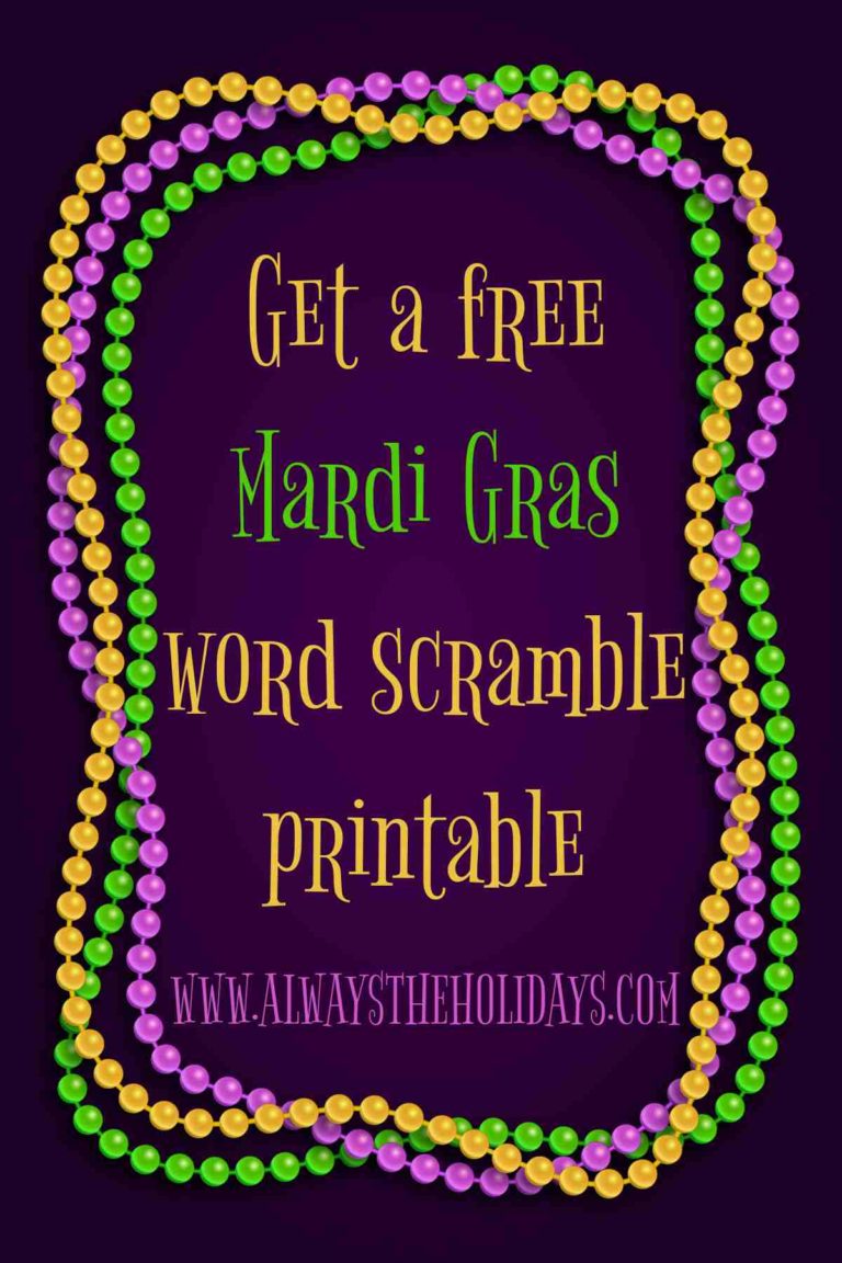 Mardi Gras Word Scramble with Answers - Mardi Gras Printable