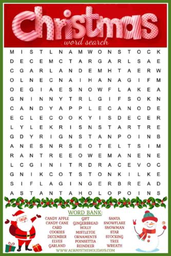 Free Christmas Word Search Printable - With Answer Key Included
