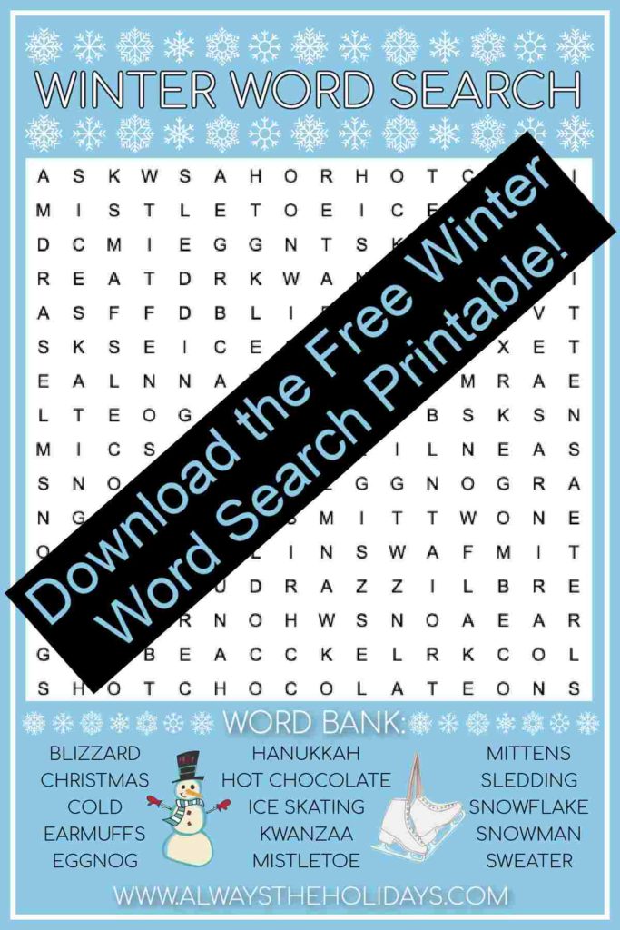 Free Winter Word Search Printable - With Answer Key Included