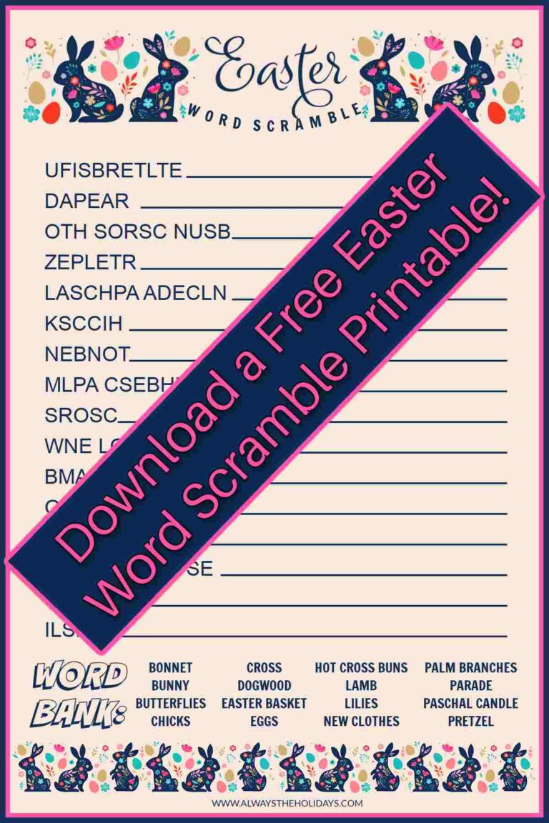 Free Easter Word Scramble Printable - With Answer Key Included