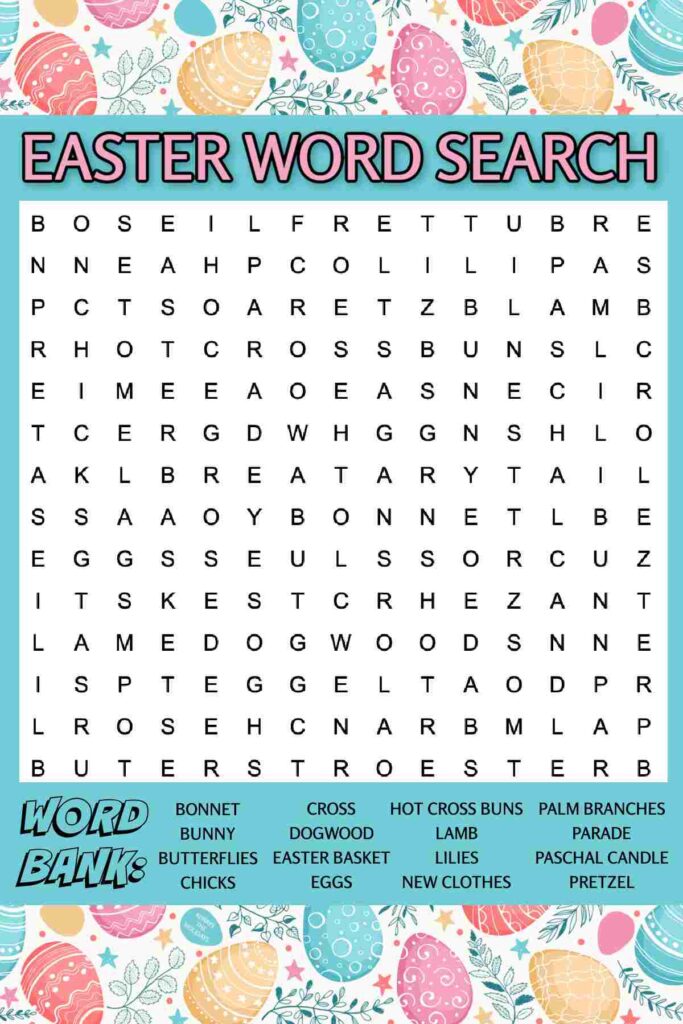 Free Easter Word Search Printable (Word Find Answers Included)