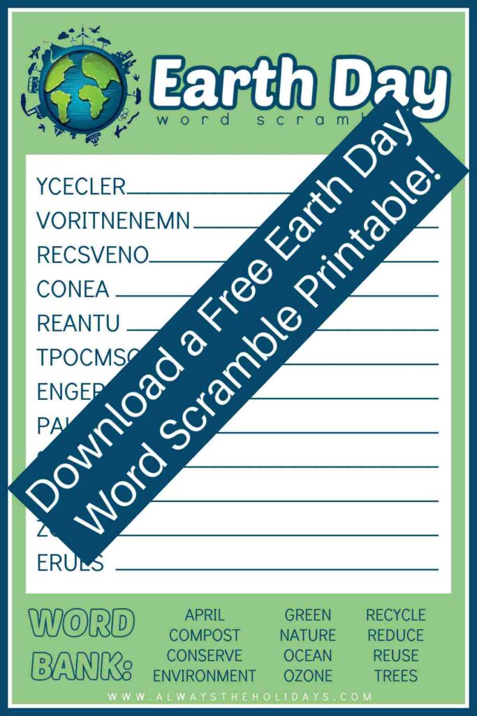 Earth Day Word Scramble with Answers - Free Earth Day Printable