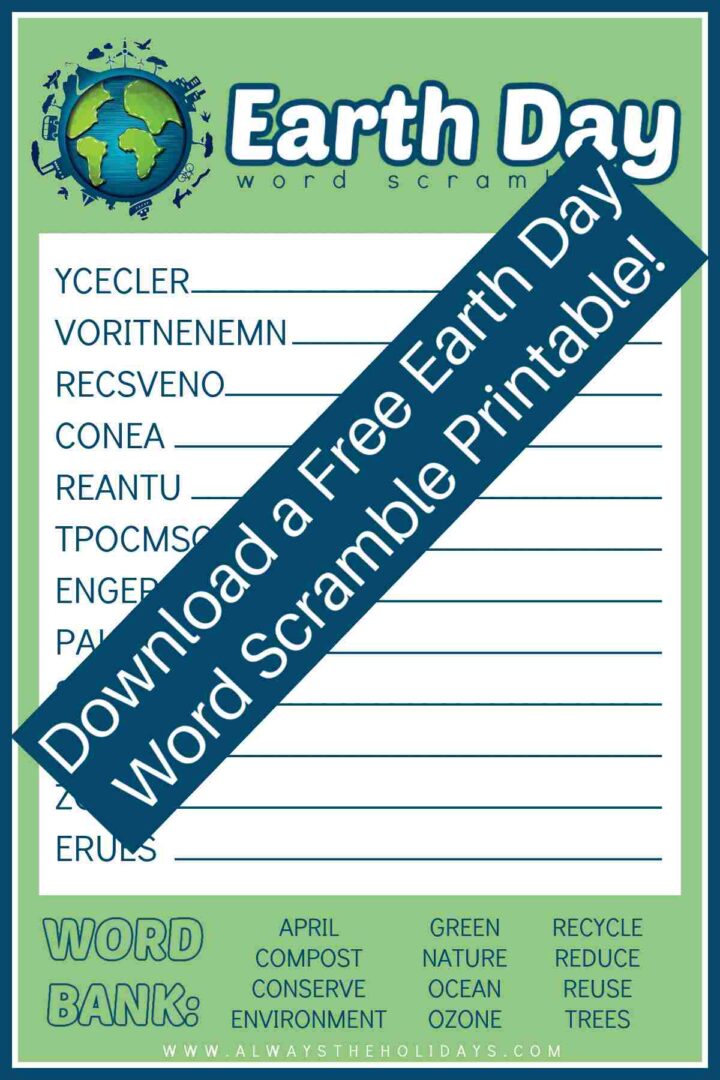 Earth Day Word Scramble with Answers - Free Earth Day Printable