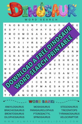 Free Dinosaur Word Search Printable - With Answer Key Included