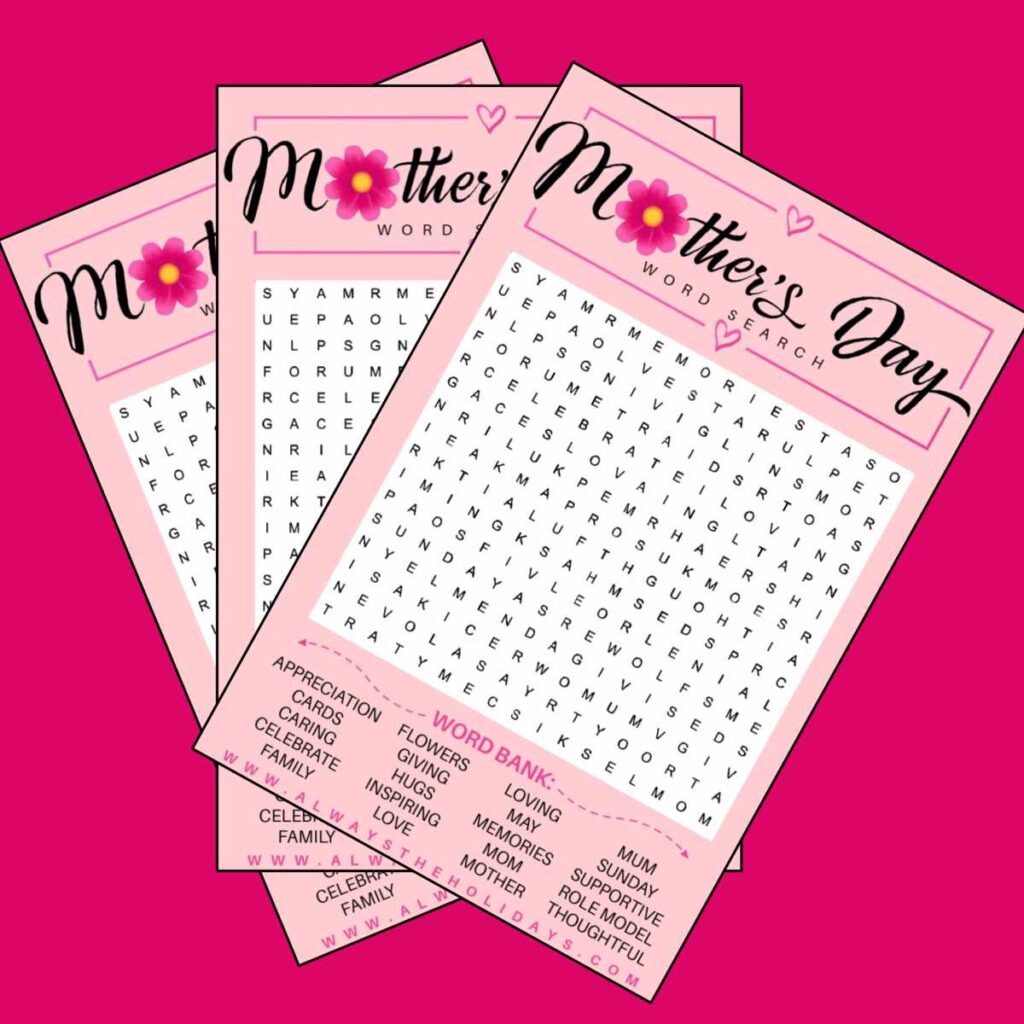 Get a Mother's Day Word Search - Free Mother's Day Printable