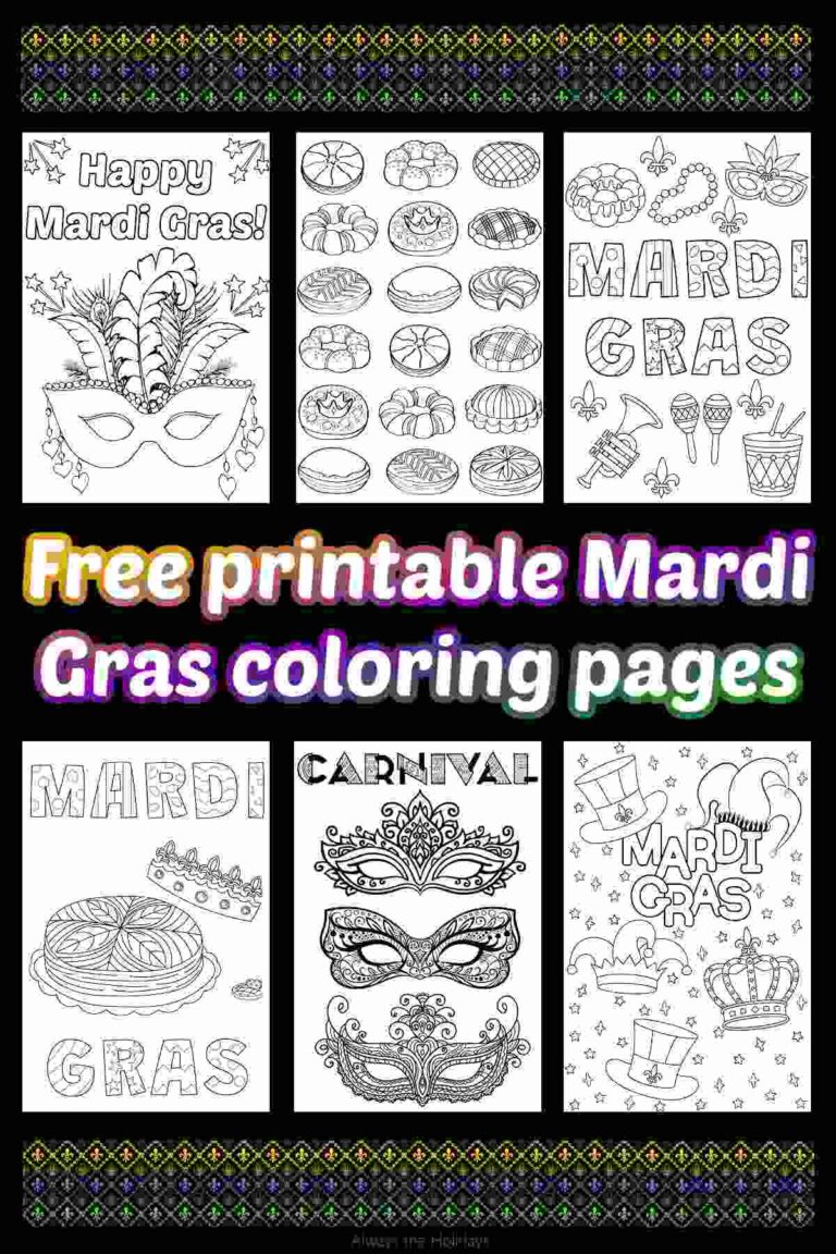 Get 10 Free Printable Mardi Gras Coloring Pages - (For All Ages)