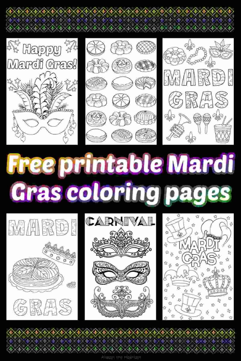 Get 10 Free Printable Mardi Gras Coloring Pages - (For All Ages)
