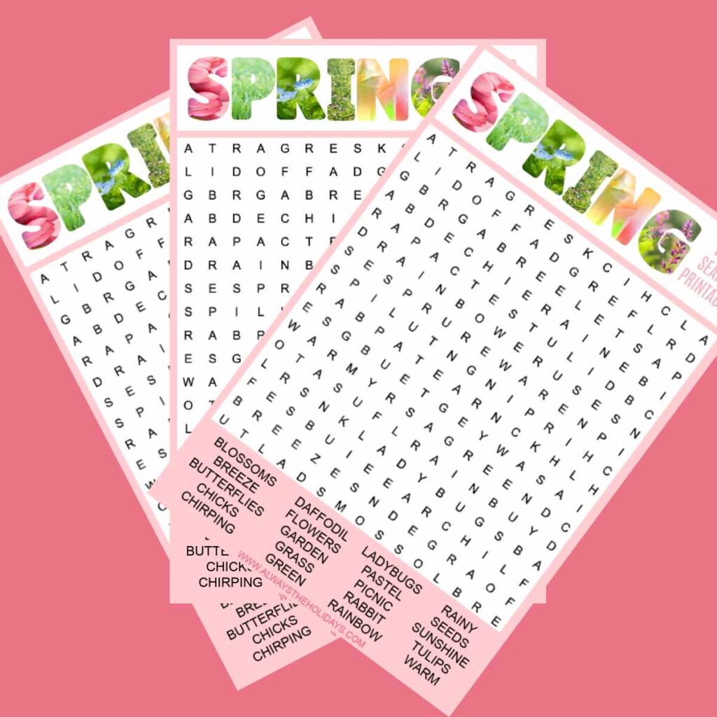 Spring Word Search Printable - Free Word Find with Answer Key