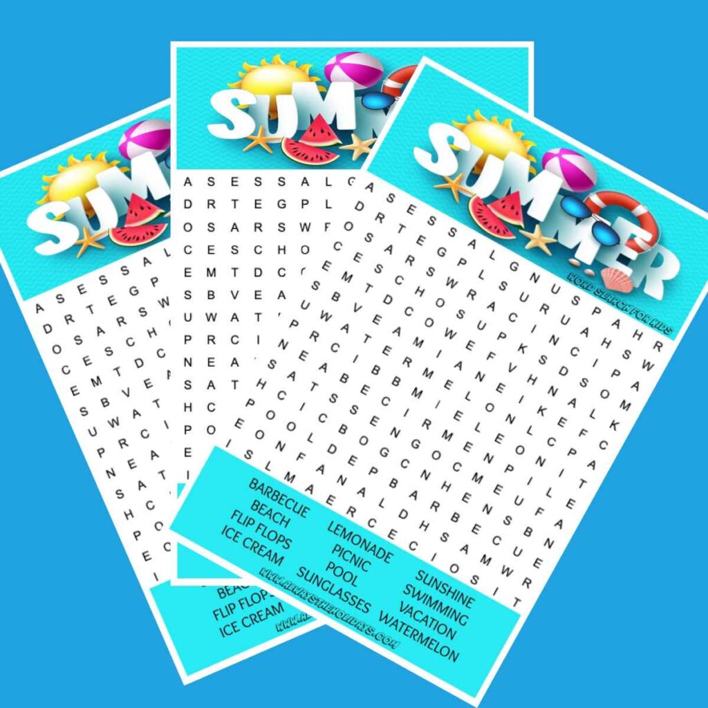Summer Word Search Printable - Free Word Search & Answer Key