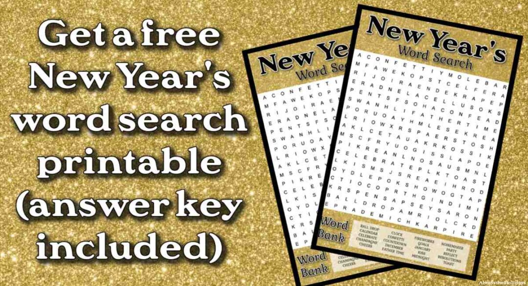 Free New Year's Word Search Printable - Answer Key Included
