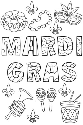 Get 10 Free Printable Mardi Gras Coloring Pages - (For All Ages)