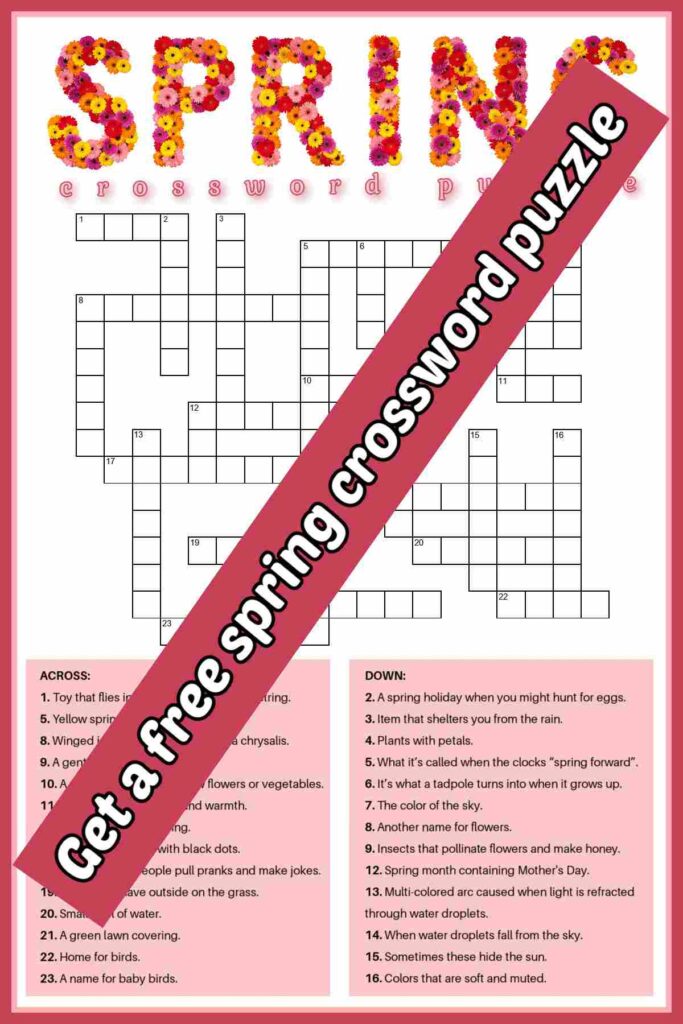 Free Spring Crossword Puzzle Printable - Answer Key Included