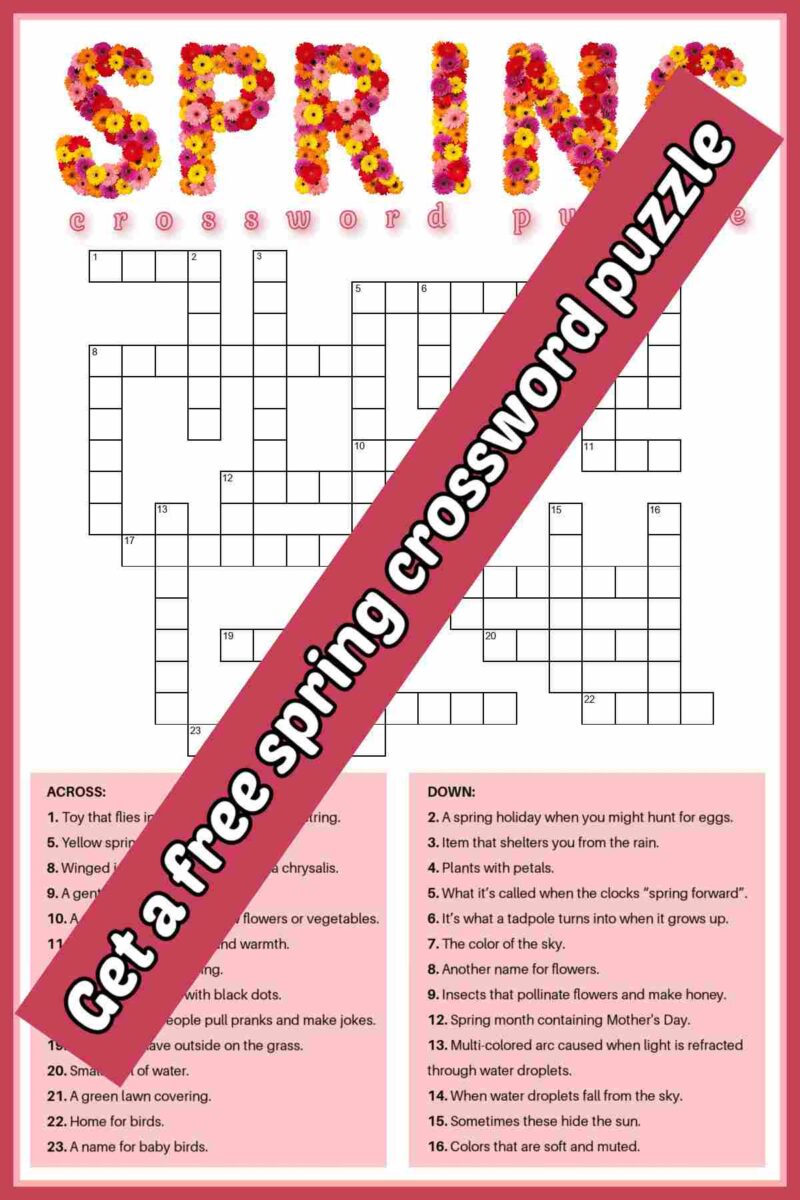 Free Spring Crossword Puzzle Printable - Answer Key Included