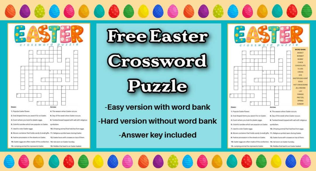 Free Easter Crossword Puzzle Printable - 2 Versions & Answer Key