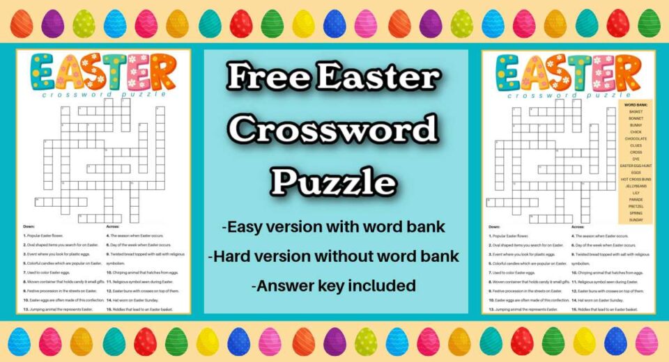 Free Easter Crossword Puzzle Printable - 2 Versions & Answer Key
