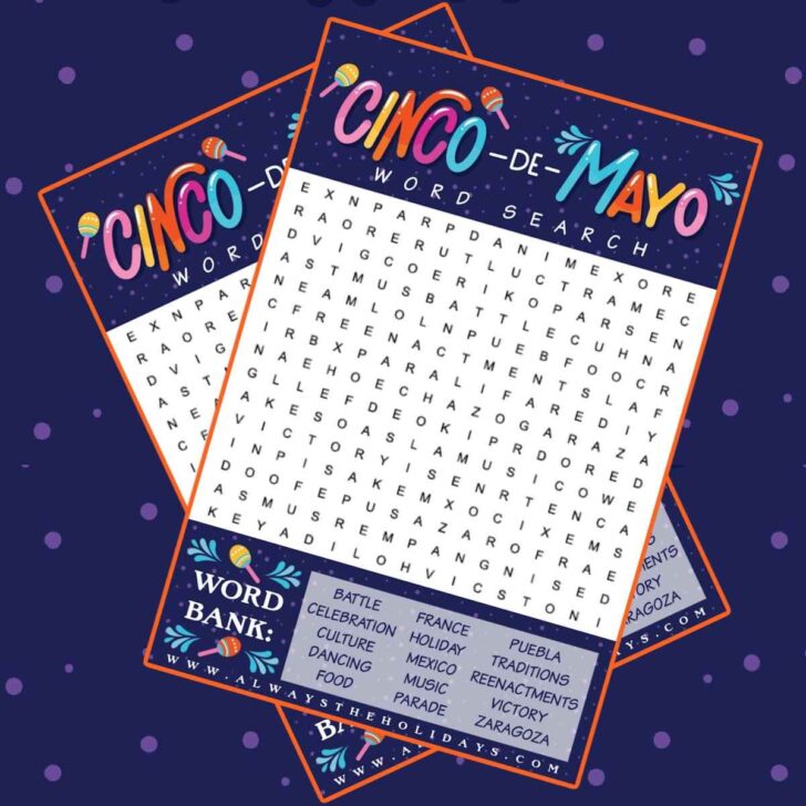 Free Cinco De Mayo Word Search Printable - Answer Key Included