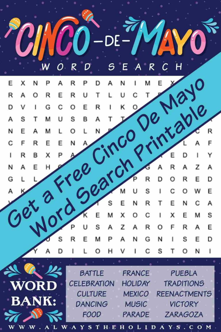 Free Cinco De Mayo Word Search Printable - Answer Key Included