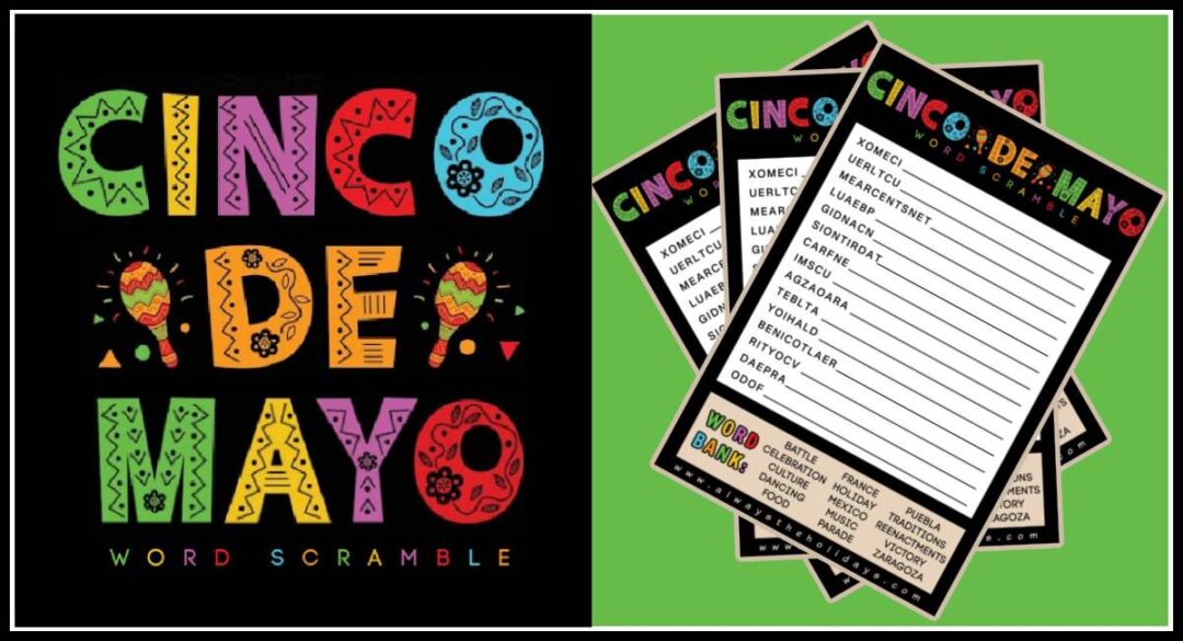 Free Cinco de Mayo Word Scramble & Answers - Medium Difficulty