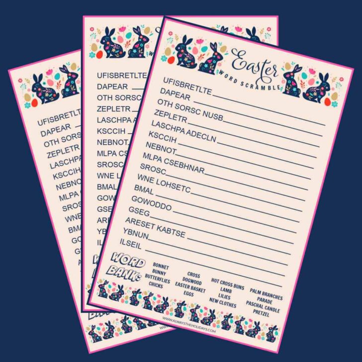 Free Easter Word Scramble Printable - With Answer Key Included