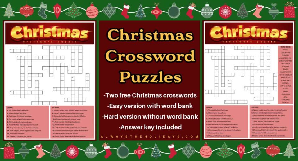 Free Christmas Crossword Puzzle Printable (PDF & JPG)