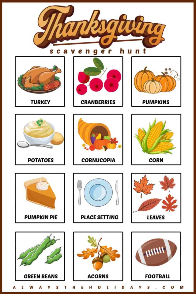 Free Printable Thanksgiving Scavenger Hunt - Fun Activity for Kids
