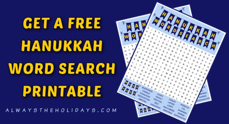 Free Printable Hanukkah Word Search (PDF and JPG Formats)