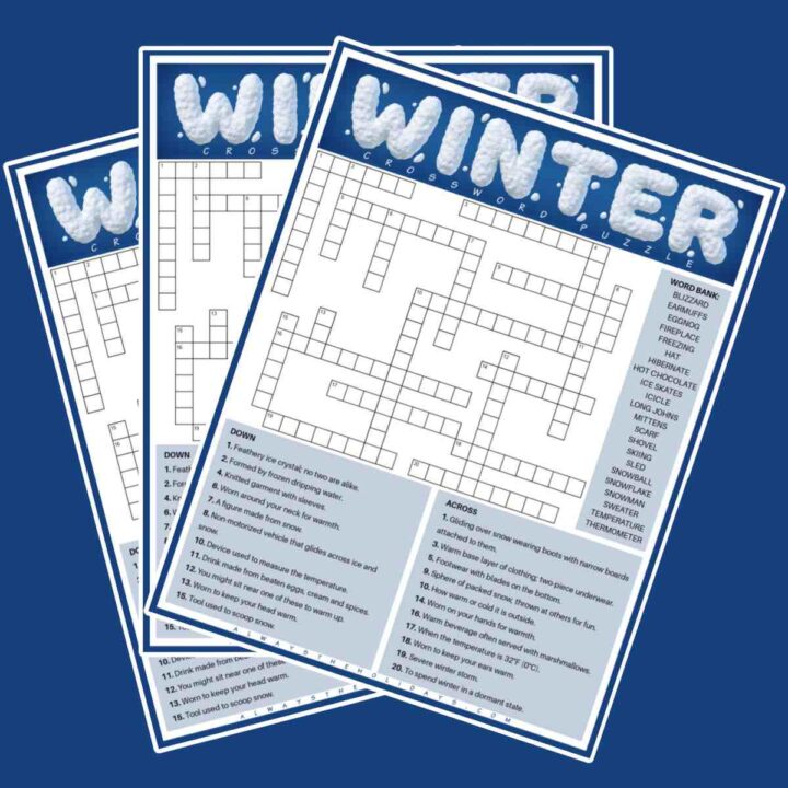 Free Winter Crossword Puzzle Printable with Answers (PDF & JPG)