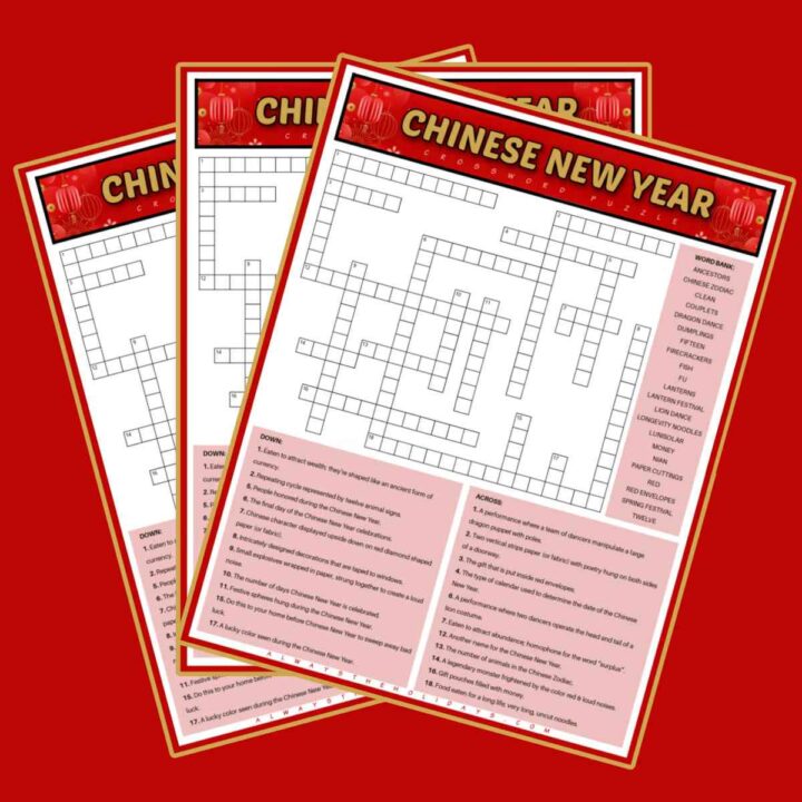 Free Chinese New Year Crossword Puzzle Printable (JPG & PDF)